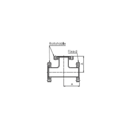CF Tee Equal Rotatable DN100 Stainless Steel 304