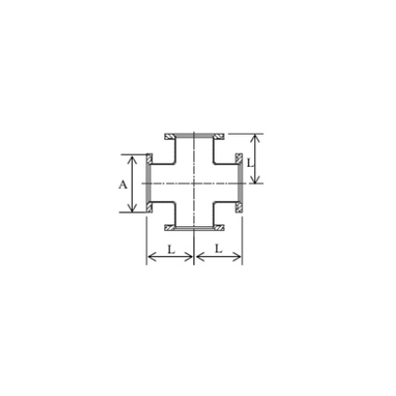 ISO-K Cross Equal 4-way DN250 Stainless Steel 304